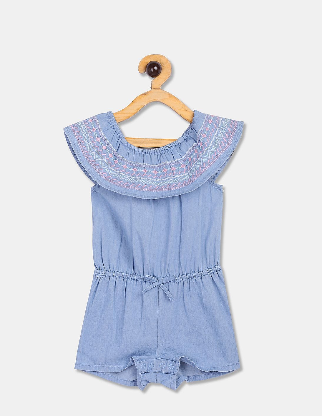 Buy The Children's Place Girls Blue Sleeveless Embroidered Chambray ...